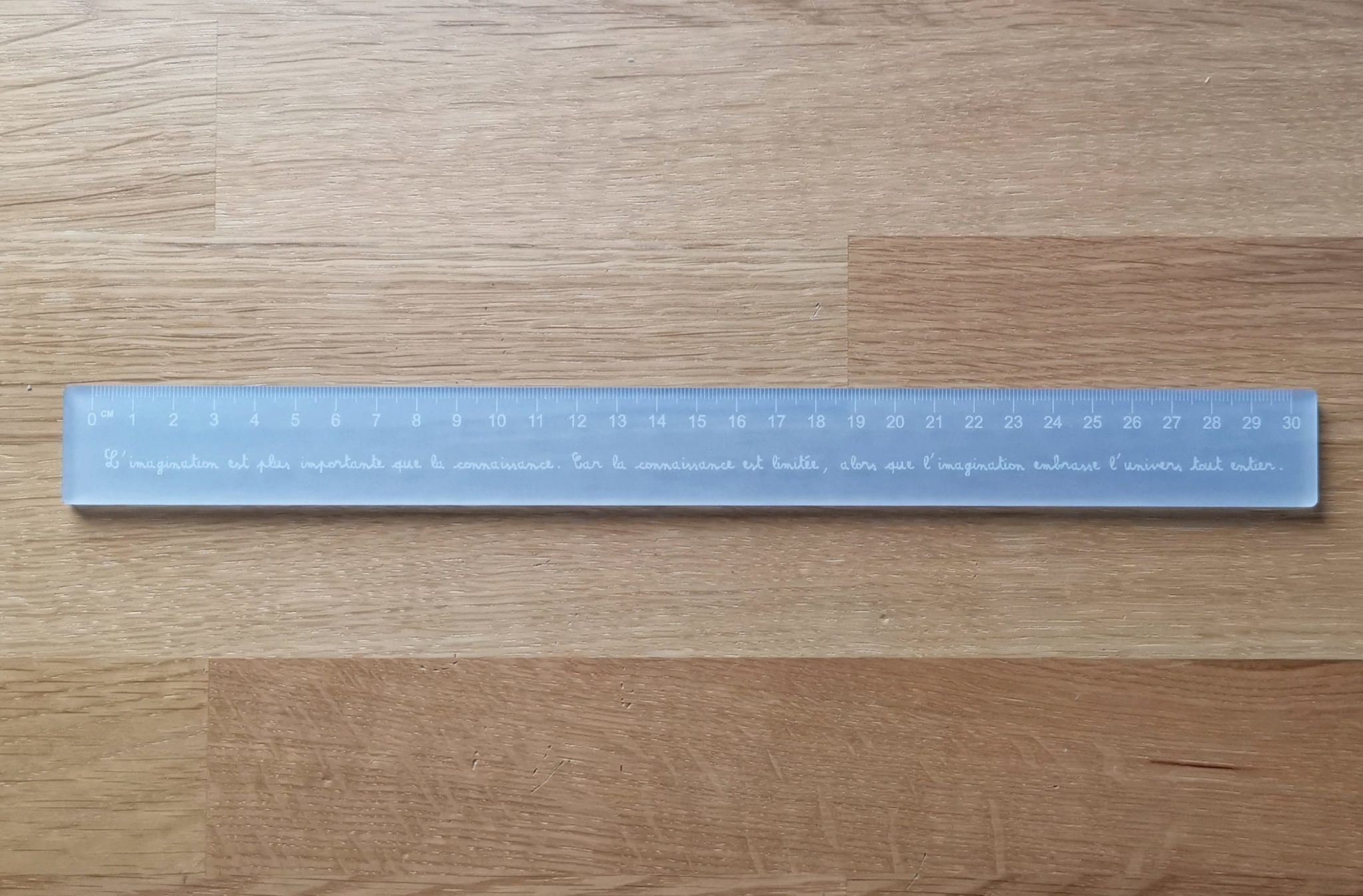 Règle 30 cm personnalisable en plexi avec message bienveillant